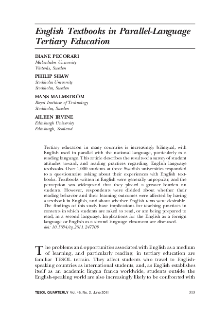 (PDF) English textbooks in parallel-language tertiary education