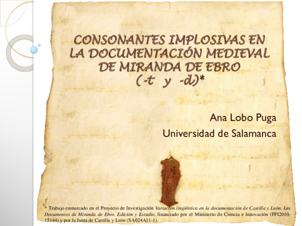 (PDF) LOBO PUGA, Ana (2012): Consonantes implosivas en la documentación ...