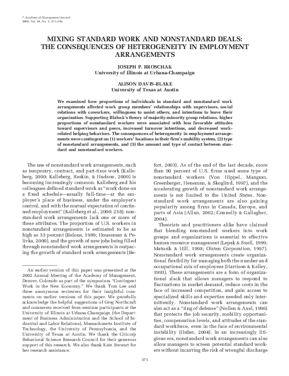 (PDF) Mixing standard work and nonstandard deals: The consequences of ...