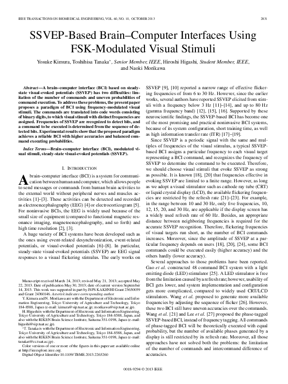 (PDF) SSVEP-Based Brain–Computer Interfaces Using FSK-Modulated Visual Stimuli