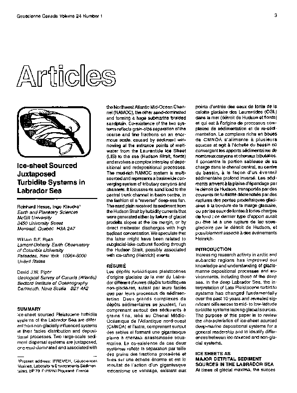 (PDF) Ice-sheet sourced juxtaposed turbidite systems in Labrador Sea