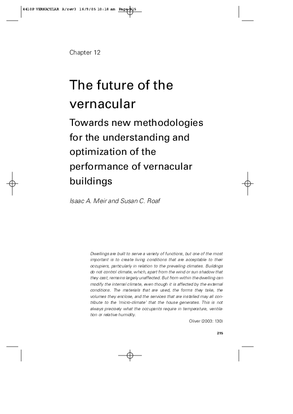 (PDF) The future of the vernacular. Towards new methodologies for the understanding and ...