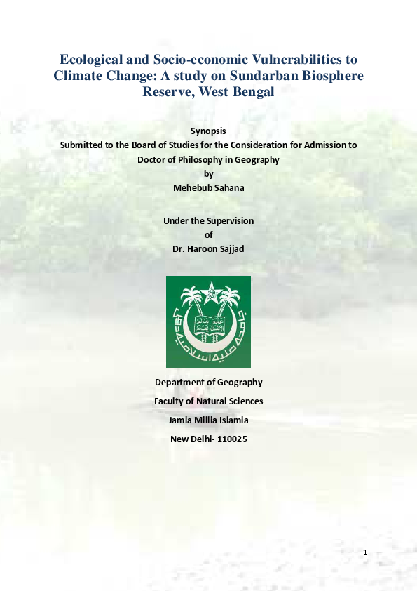 (PDF) Ecological and Socio-economic Vulnerabilities to Climate Change ... (PDF) Ecological and Socio-economic Vulnerabilities to Climate Change ...