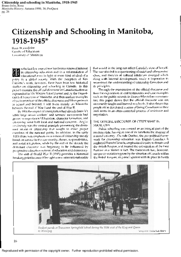 (PDF) Citizenship and Education in Manitoba, 1918-1945