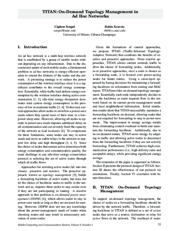 (PDF) TITAN: on-demand topology management in ad hoc networks