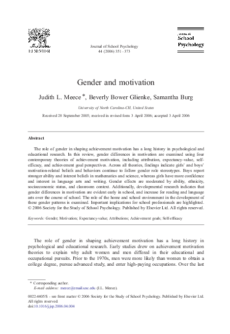 (PDF) Gender and motivation