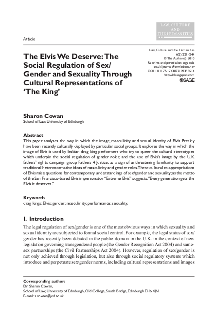 Pdf The Elvis We Deserve The Social Regulation Of Sex Gender And