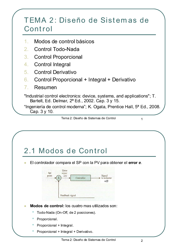 (PDF) Modos de control básicos Control Todo-Nada Control Proporcional Control Integral Control ...