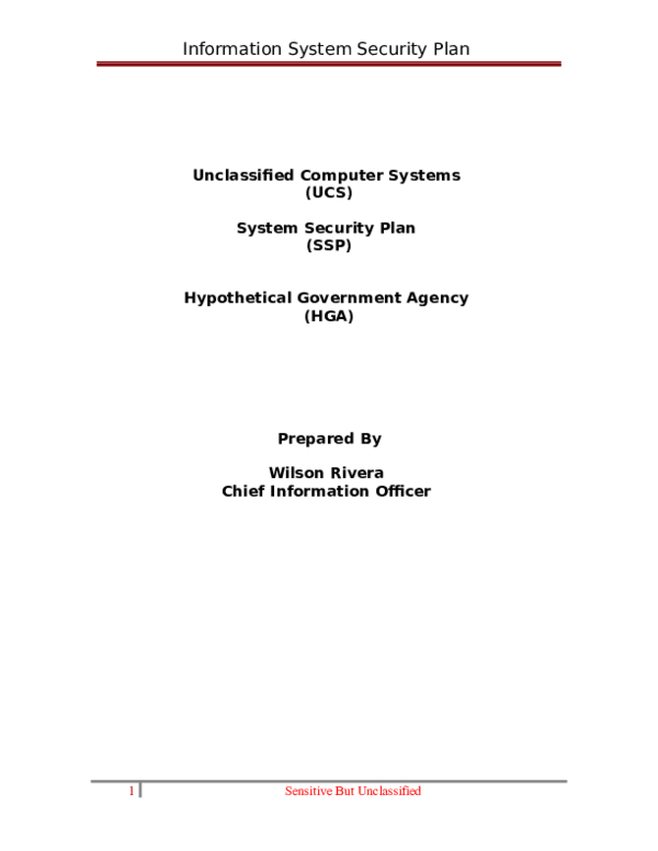 (DOC) Unclassified Computer Systems (UCS) System Security Plan (SSP) Hypothetical Government ...