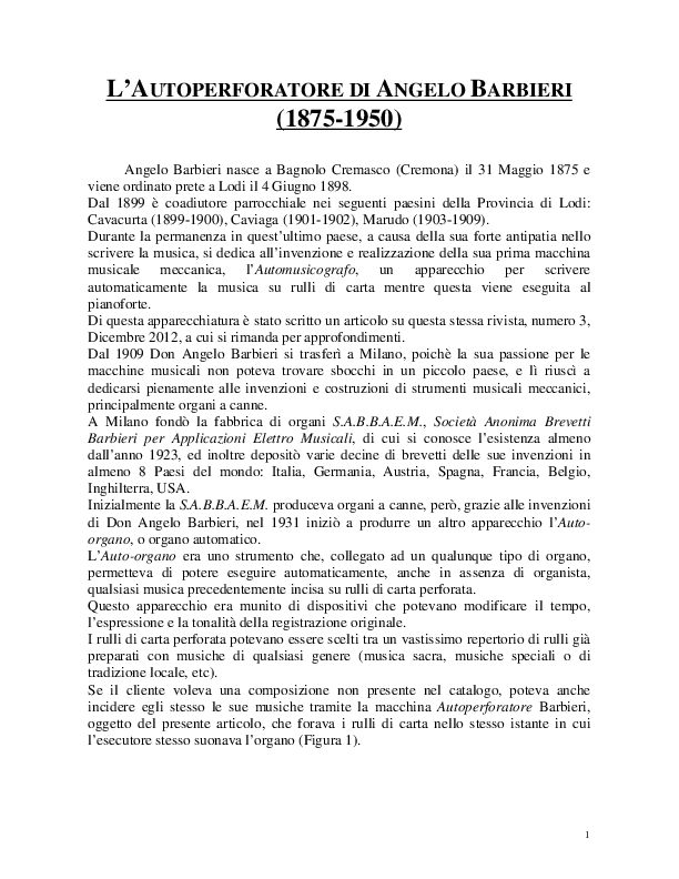 (PDF) L'Autoperforatore di Angelo Barbieri, 1931