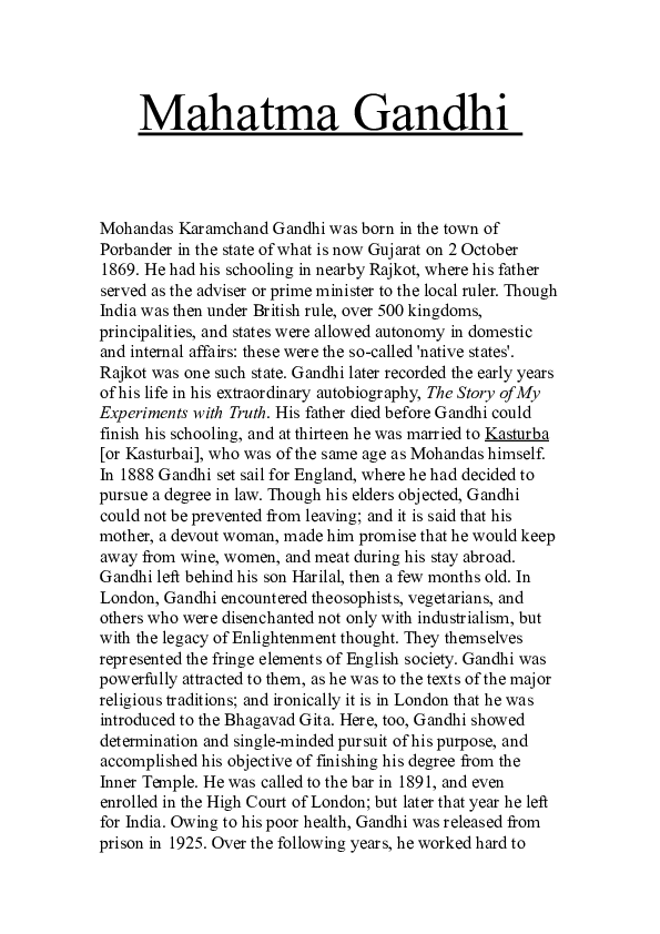 (DOC) Mahatma Gandhi