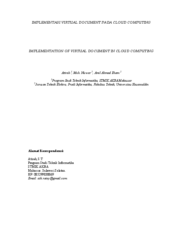 (PDF) IMPLEMENTASI VIRTUAL DOCUMENT PADA CLOUD COMPUTING