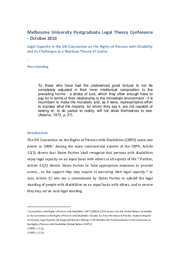 (DOC) Legal Capacity in the UN Convention on the Rights of Persons with ...