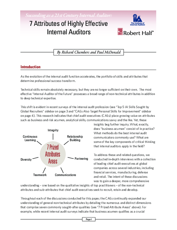 (PDF) 7 Attributes of Highly Effective Internal Auditors