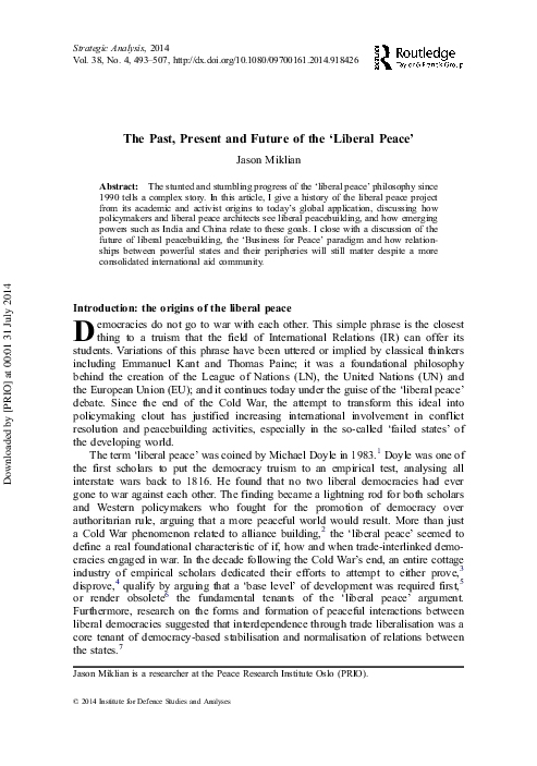 (PDF) The Past, Present and Future of the Liberal Peace