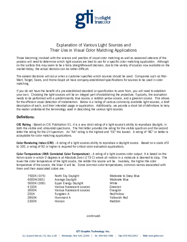(PDF) Explanation of Various Light Sources and Their Use in Visual ...