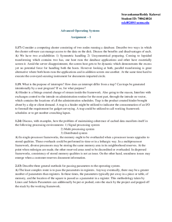 (PDF) Advanced Operating Systems