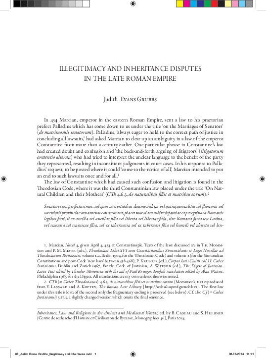 (PDF) "Illegitimacy and Inheritance Disputes in the Late Roman Empire ...