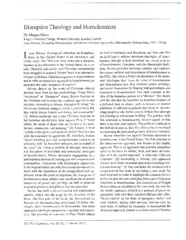 (PDF) Disrupting Homelessness: Alternative Christian Approaches by ...