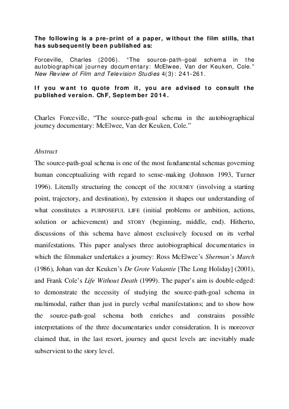 (PDF) The SOURCE–PATH–GOAL Schema in the Autobiographical Journey ...