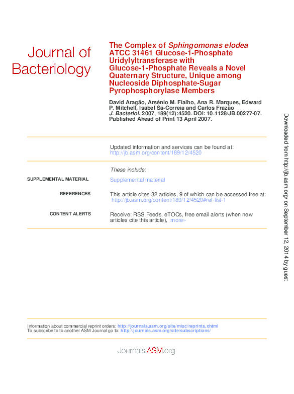 (PDF) The Complex of Sphingomonas elodea ATCC 31461 Glucose1Phosphate ...