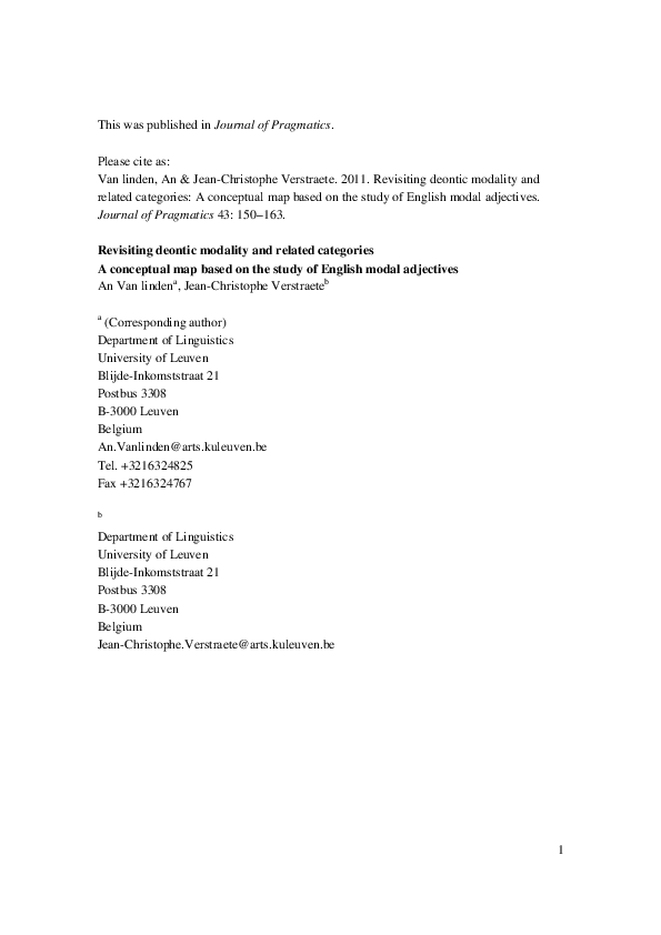 Revisiting deontic modality and related categories: A conceptual map ...