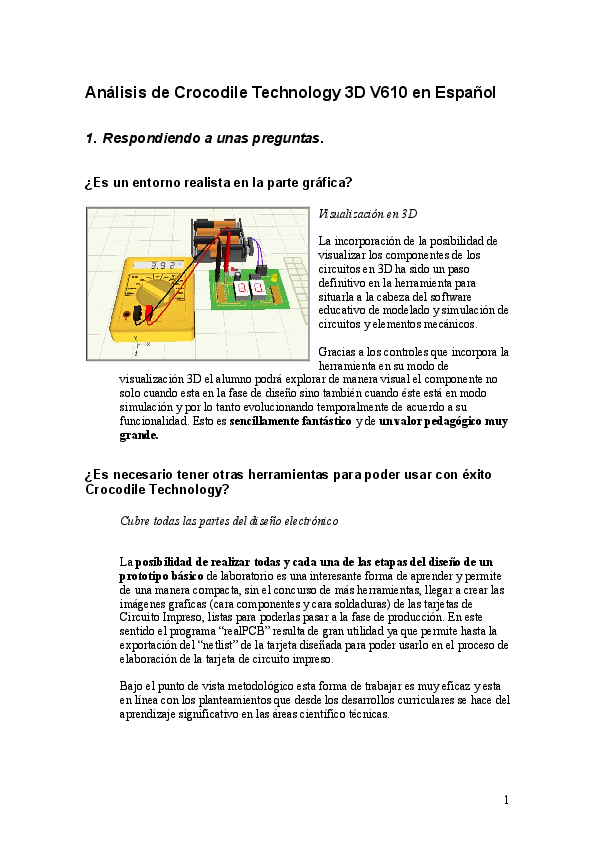 (PDF) Análisis de Crocodile Technology 3D V610 en Español