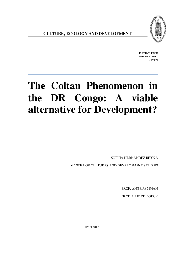 (PDF) The Coltan Phenomenon in the DR Congo: A viable alternative for ...