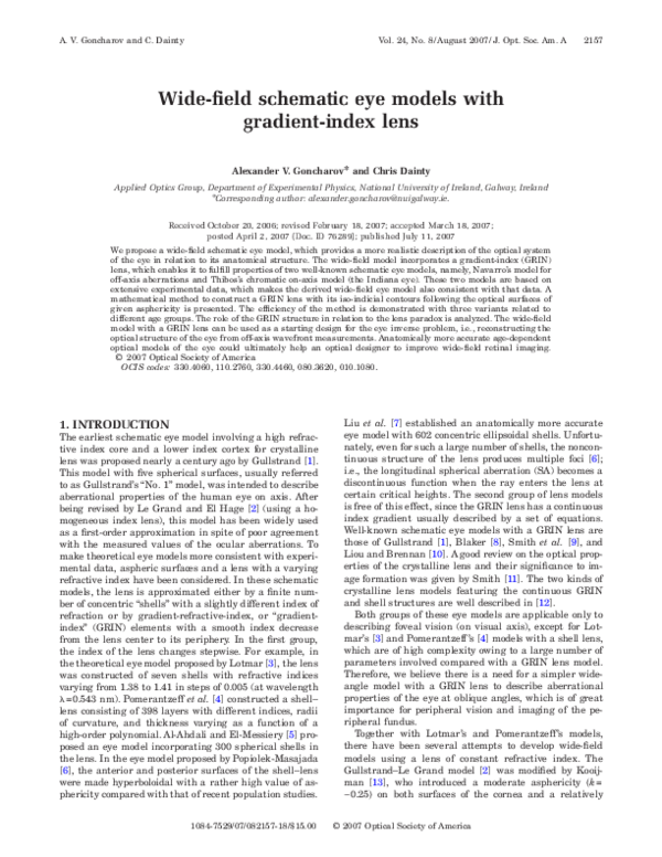 (PDF) Wide-field schematic eye models with gradient-index lens | Sa Ey ...