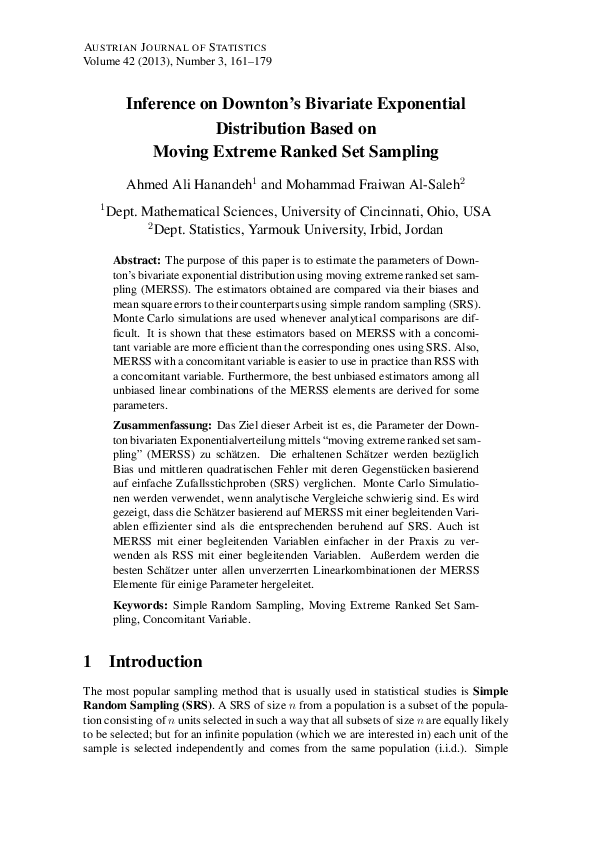 Pdf Estimation Of The Parameters Of Downtons Bivariate Exponential Distribution Using Moving