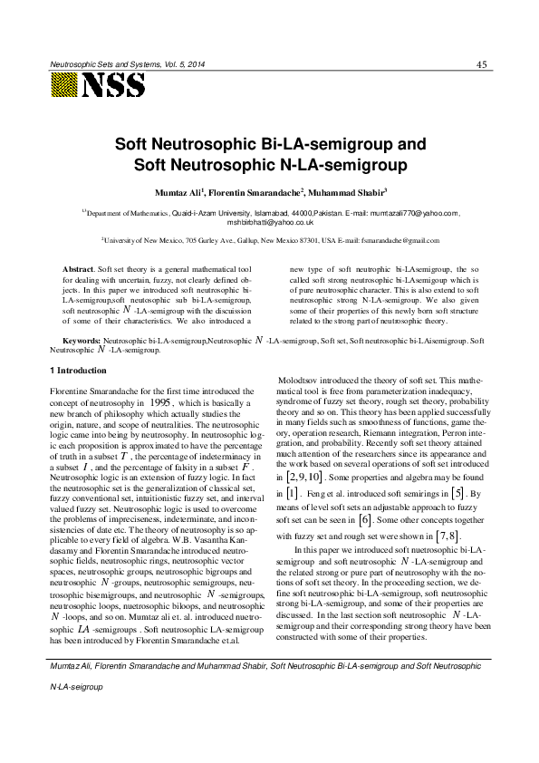 (PDF) Soft Neutrosophic Bi-LA-semigroup and Soft Neutrosophic N-LA-semigroup