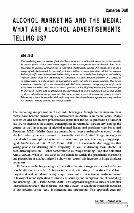 (PDF) ALCOHOL MARKETING AND THE MEDIA: WHAT ARE ALCOHOL ADVERTISEMENTS ...