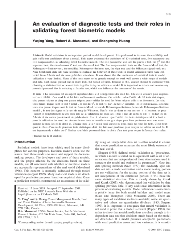 (PDF) An evaluation of diagnostic tests and their roles in validating ...