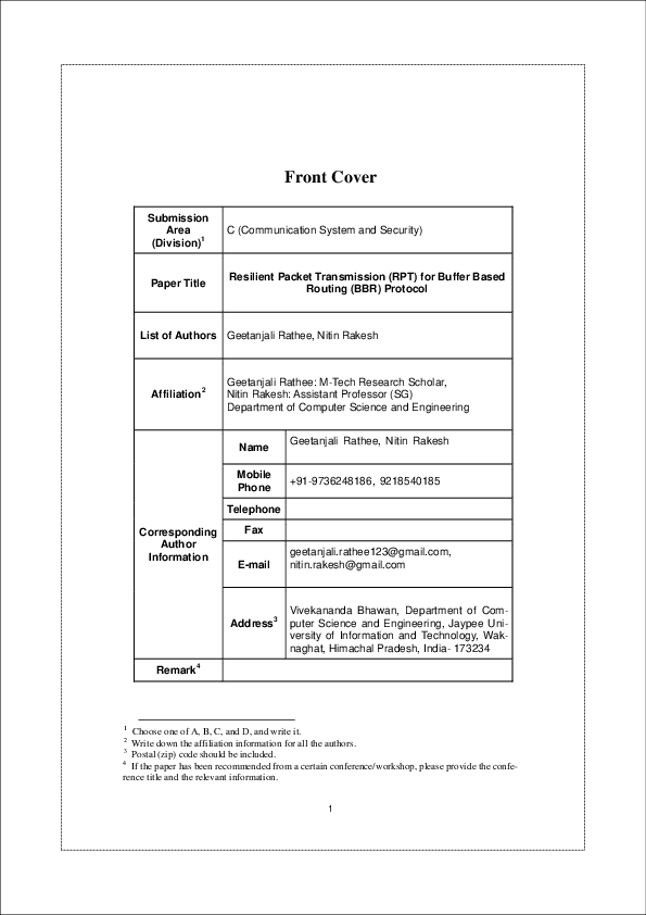Doc Resilient Packet Transmission Rpt For Buffer Based Routing Bbr Protocol