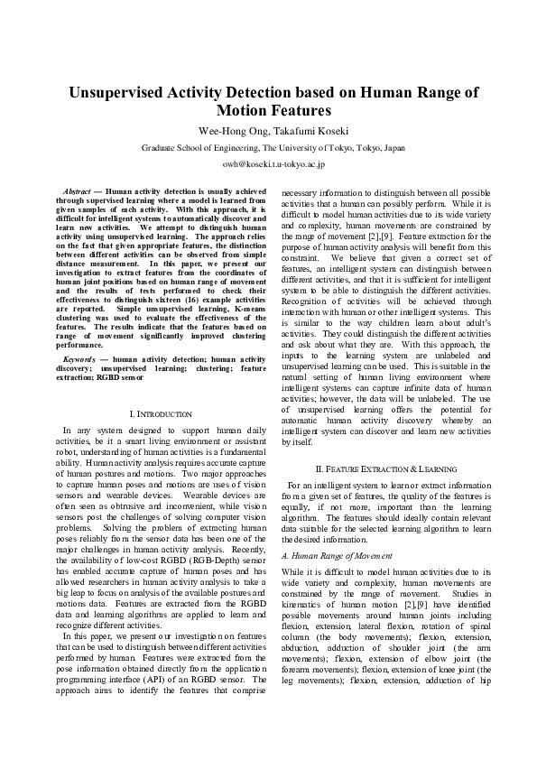 (PDF) Unsupervised Activity Detection Based On Human Range of Motion Features