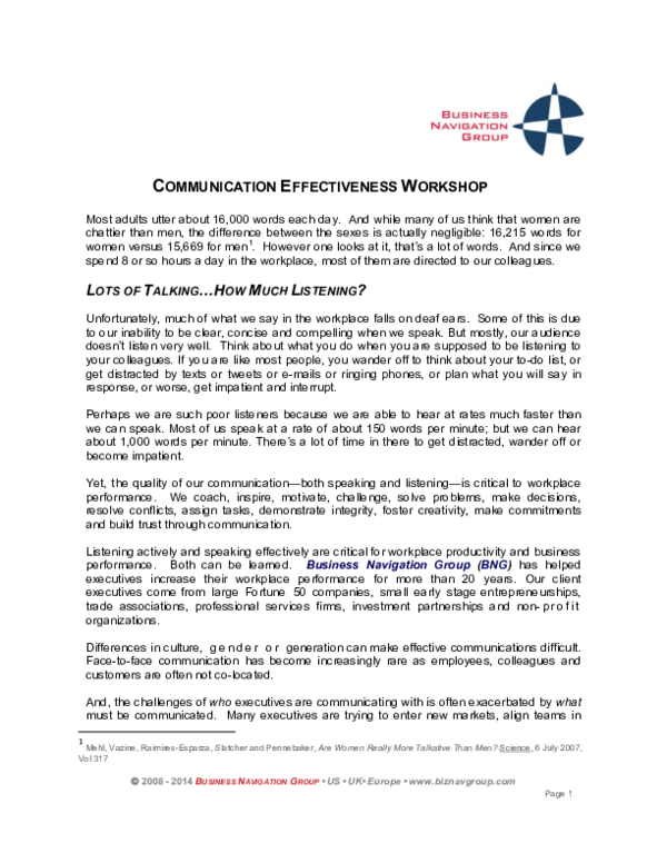 (PDF) Communication Effectiveness Workshop