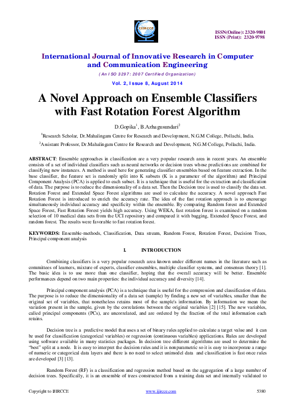(PDF) A Novel Approach on Ensemble Classifiers with Fast Rotation ... (PDF) A Novel Approach on Ensemble Classifiers with Fast Rotation ...