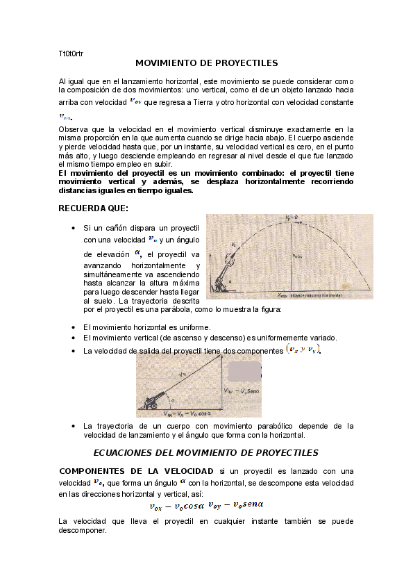 Movimiento De Proyectil