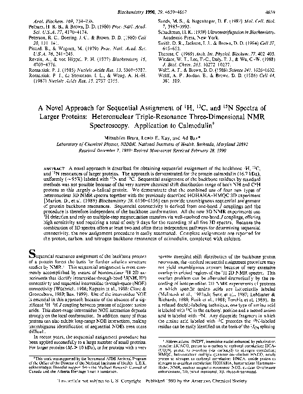 (PDF) A Novel Approach for Sequential Assignment of 'H, 13C, and 15N Spectra of Larger Proteins ...