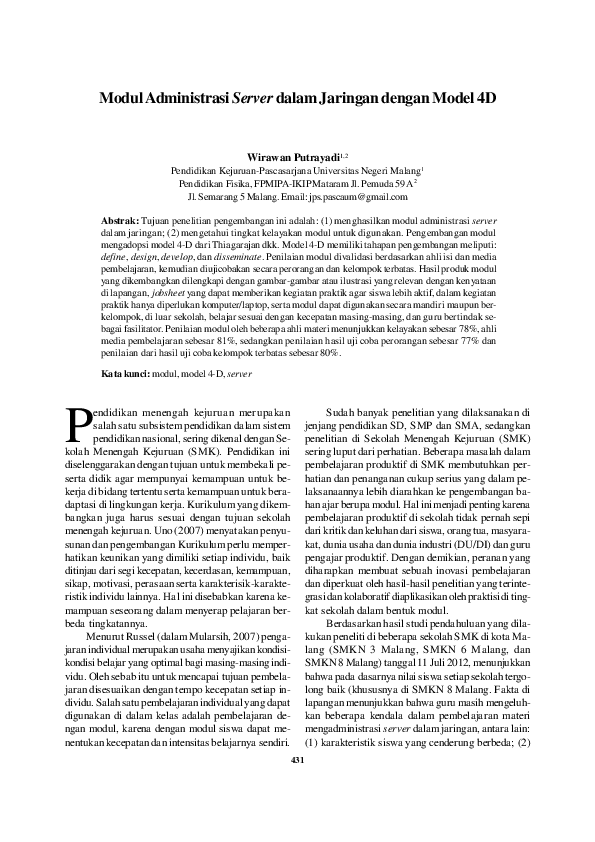 (PDF) Putrayadi Modul Administrasi Server dalam Jaringan dengan Model 4D