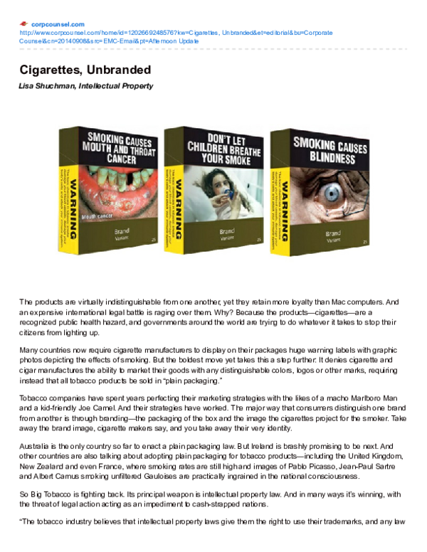 (PDF) Cigarettes, Unbranded