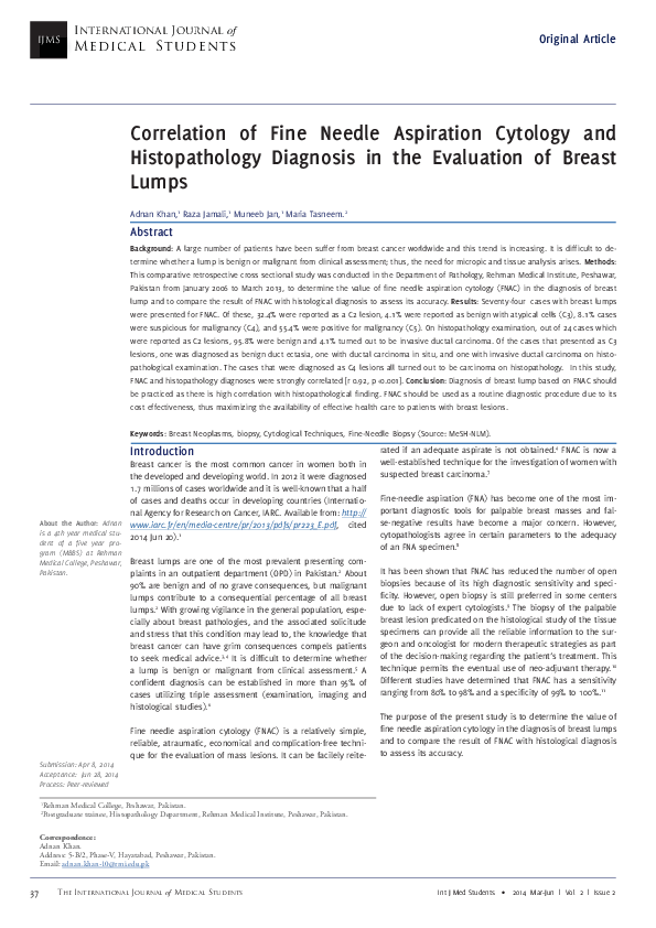 (PDF) correlation between FNAC and histopathalogy in diagnosis of ...