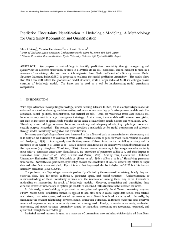 (PDF) Prediction Uncertainty Identification in Hydrologic Modeling: A Methodology for ...
