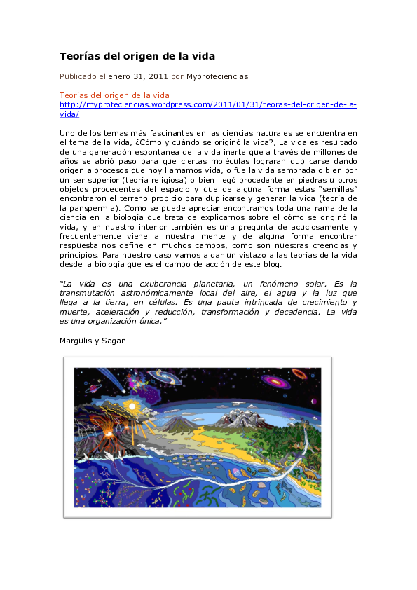 Teorías del origen de la vida