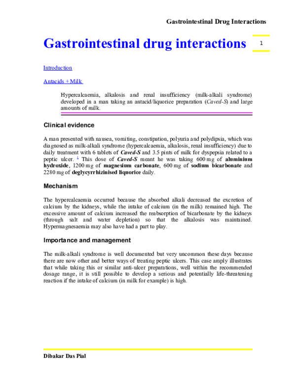 (DOC) Gastrointestinal drug interactions