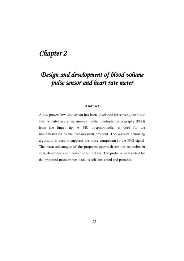 (PDF) Design and development of blood volume pulse sensor and heart ...