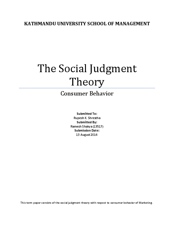 (PDF) The Social Judgment Theory Consumer Behavior