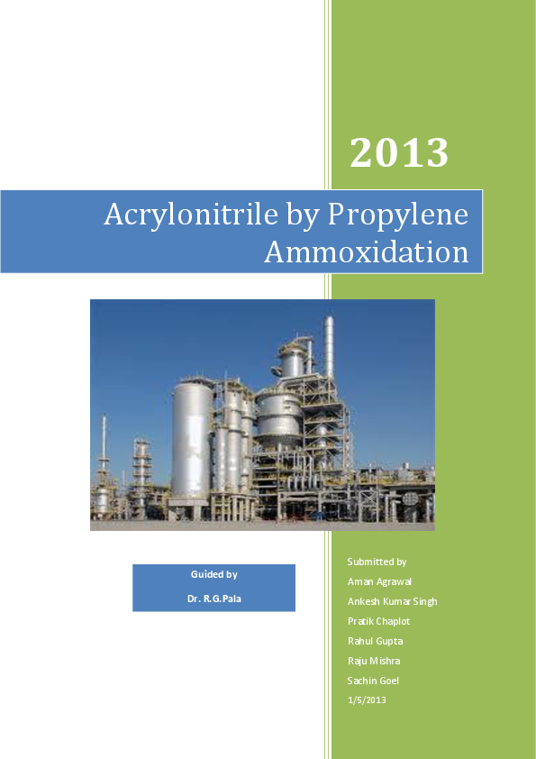 (PDF) Acrylonitrile Production by Propylene Ammoxidation