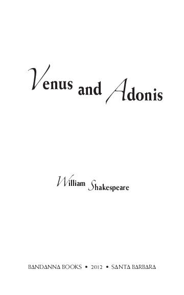 (PDF) Venus and Adonis. William Shakespeare