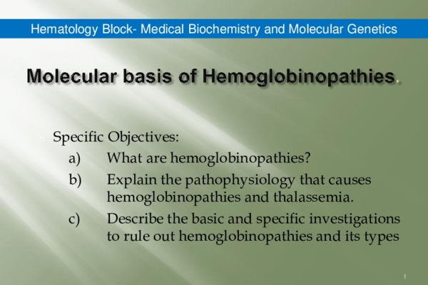 Ppt Molecular Basis Of Hemoglobinopathies